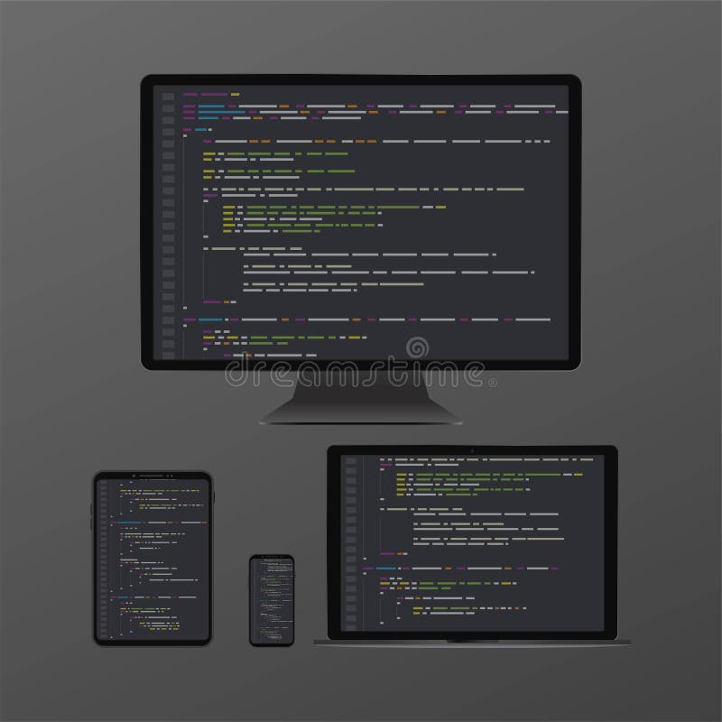 Black Digital Gadgets Programming Stock Vector - Illustration of ...