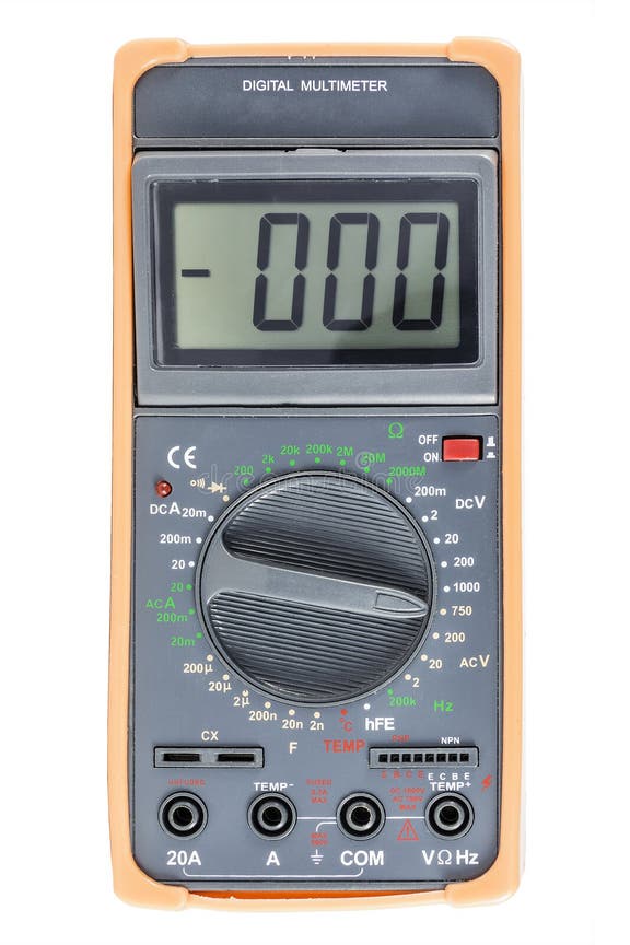 Black Digital Multimeter with Orange Bumper, Front View Stock Image ...