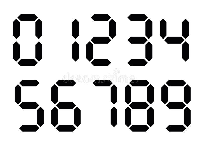 Black Digital Numbers. Seven-segment Display is Used in Calculators ...