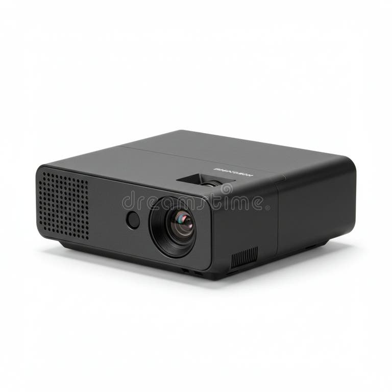 A Black Digital Projector with a Rectangular Shape and Smooth Matte ...