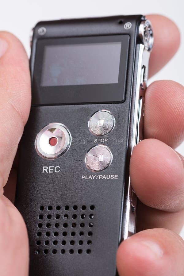 Black Digital Voice Recorder in Hand Stock Image - Image of sound ...