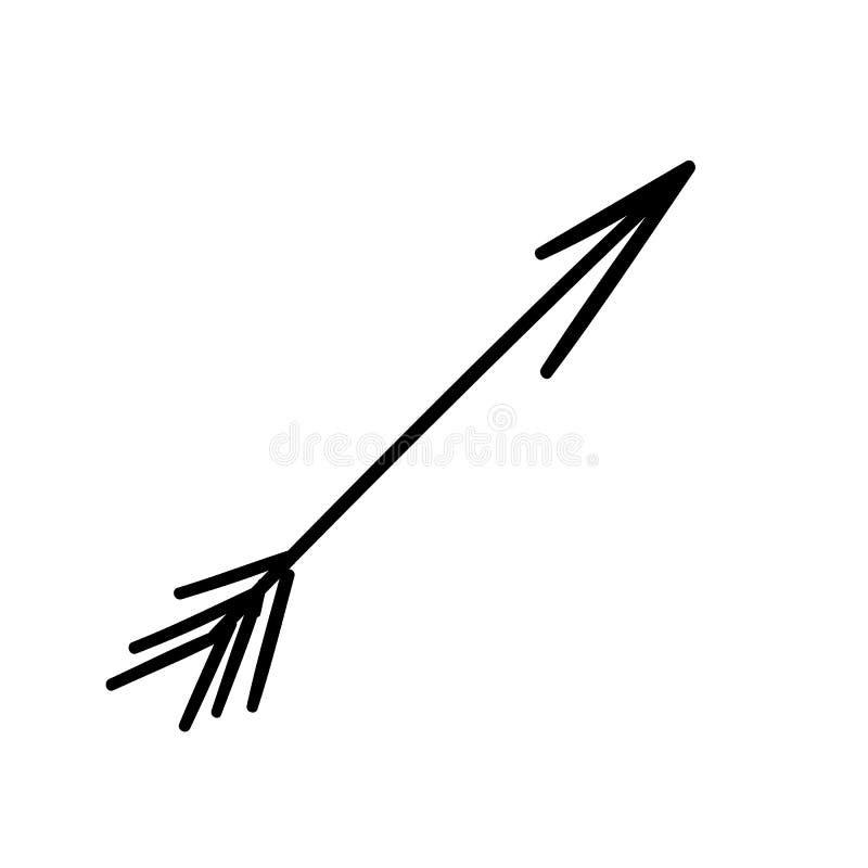 Black Direct Arrow. Doodle Vector Element. Handdraw Elementary Stock ...