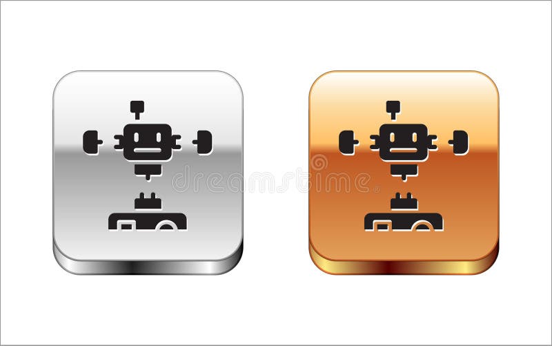 Black Disassembled Robot Icon Isolated on White Background. Artificial ...
