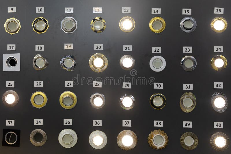 Black Display Panel with Built-in Various Spotlights Stock Image ...