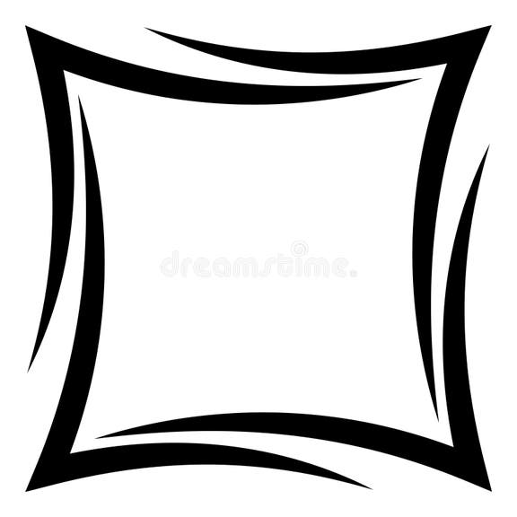 Black Distorted Square Frame, Shape Contour Distortion Effect Stock ...