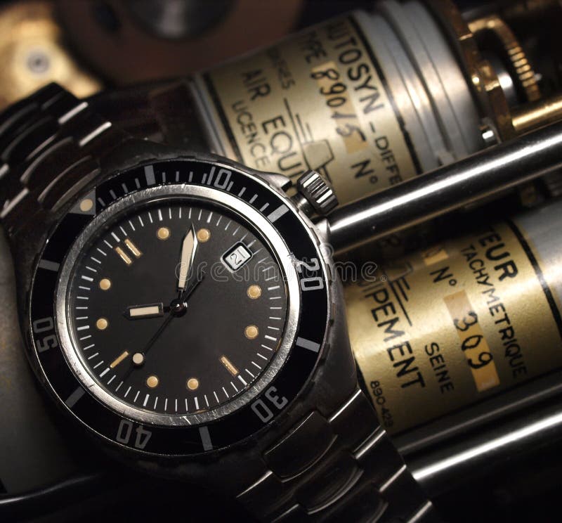 Luxury Diver Watch, Blue Dial, Ceramic Bezel Stock Photo - Image of ...