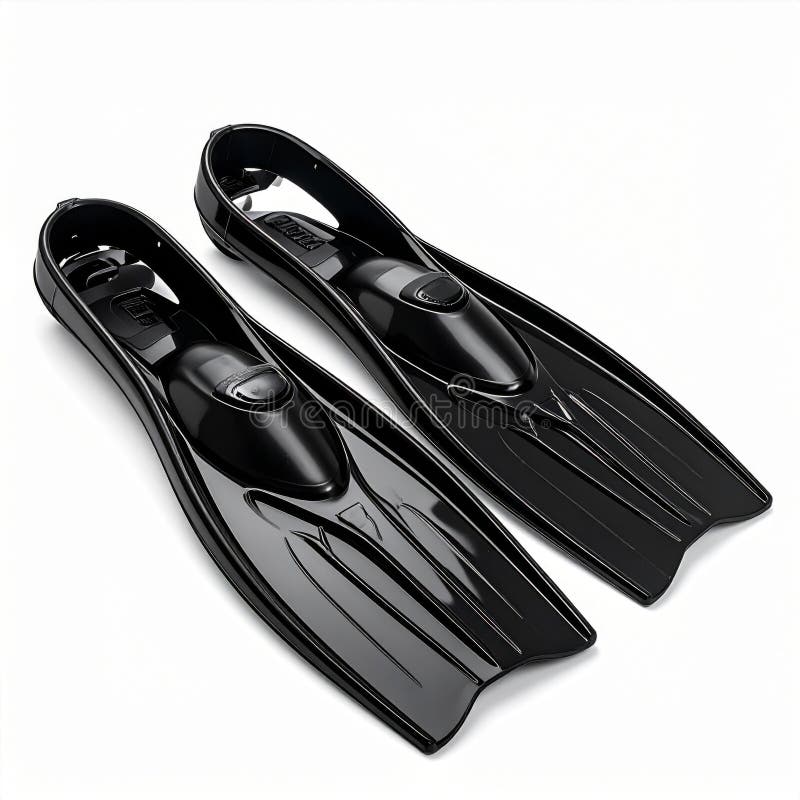 Black Diving Fins on White Background Stock Illustration - Illustration ...