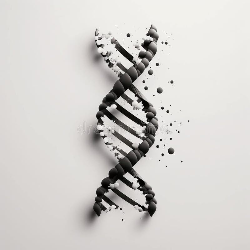Black DNA String on White Background Stock Illustration - Illustration ...