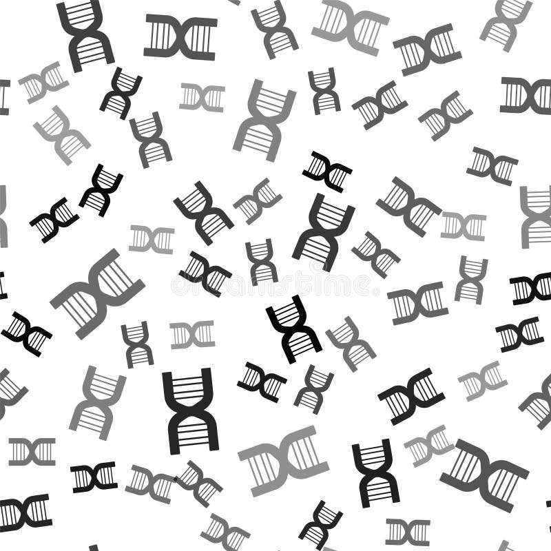 Black DNA Symbol Icon Isolated Seamless Pattern on White Background ...
