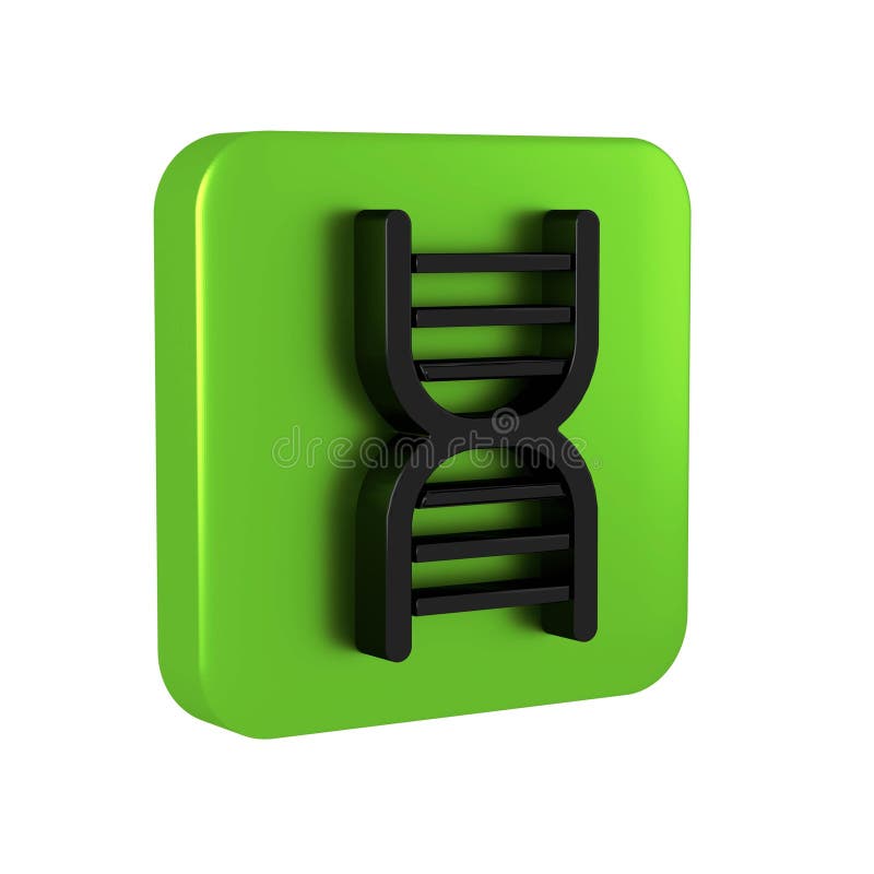 Black DNA Symbol Icon Isolated on Transparent Background. Green Square ...