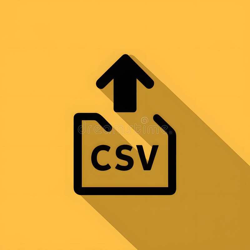 Black Document Icon on Yellow Background with CSV & Arrow Symbol ...