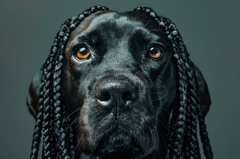 A Black Dog with Braids Looking at the Camera. Generative AI Stock ...