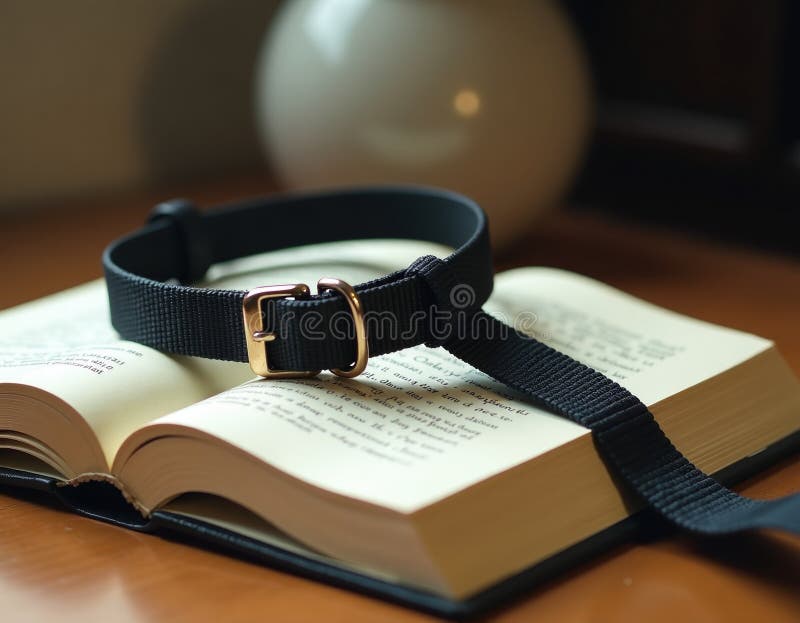 Black Dog Collar on Open Book Stock Illustration - Illustration of ...