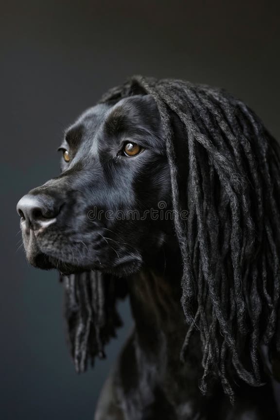 A Black Dog with Dreadlocks Looking at the Camera. Generative AI Stock ...