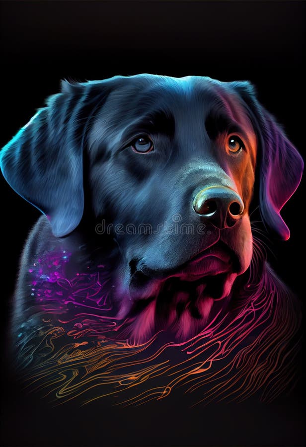 Black Dog Print. AI Render. Stock Illustration - Illustration of animal ...