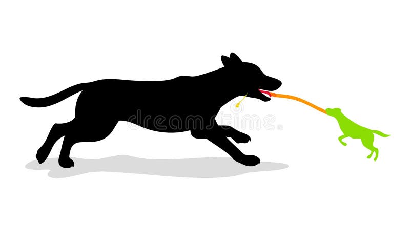 Black Dog Pulling a Green Leash, Playful Pet, Vector Design Generative ...