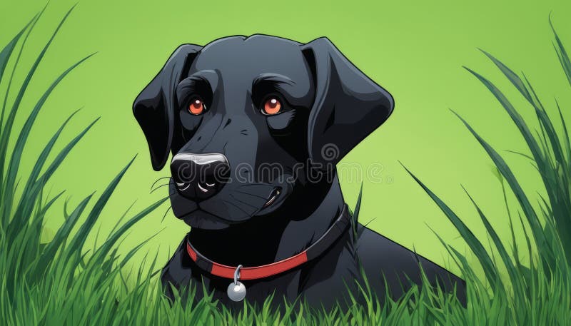 A Black Dog with Red Eyes and a Red Collar Stock Illustration ...