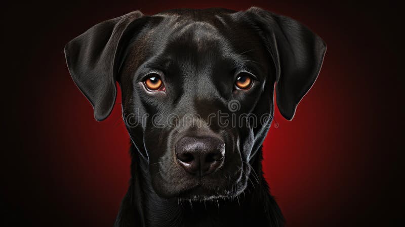 Black Dog with Red Eyes. Generative AI. Stock Illustration ...