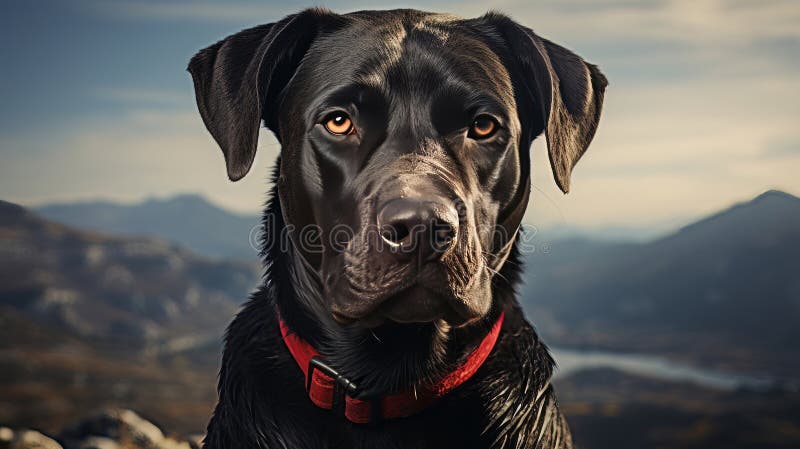 Black Dog with Red Eyes. Generative AI. Stock Illustration ...
