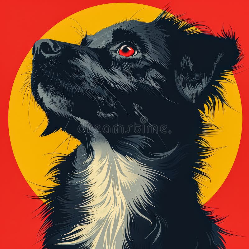 Black Dog with Red Eyes is Looking at the Camera Stock Photo - Image of ...
