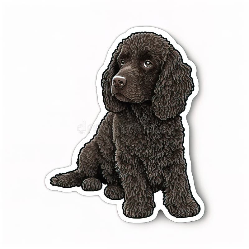 A Sticker of a Dog Sitting on a White Background with a Gray Background ...