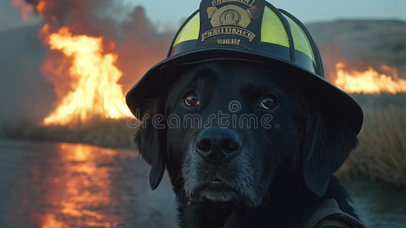 A Black Dog Wearing a Fireman S Hat is in a Boat Stock Footage - Video ...