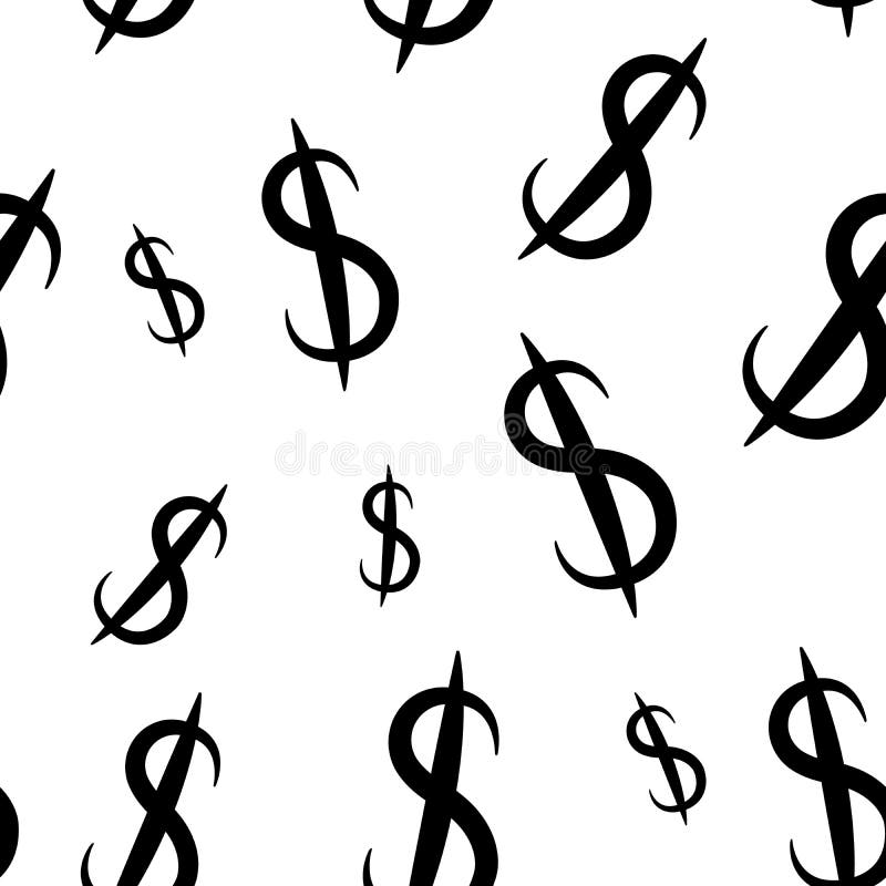 Black Dollar Money Different Sizes. Seamless Pattern. Vector ...