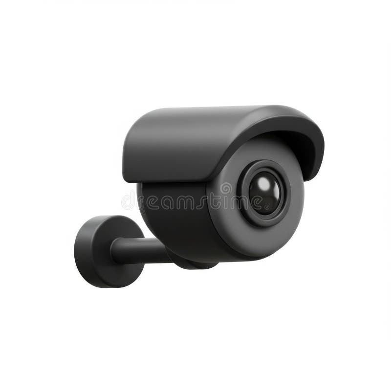 Black Dome Security Camera on White Background Stock Illustration ...