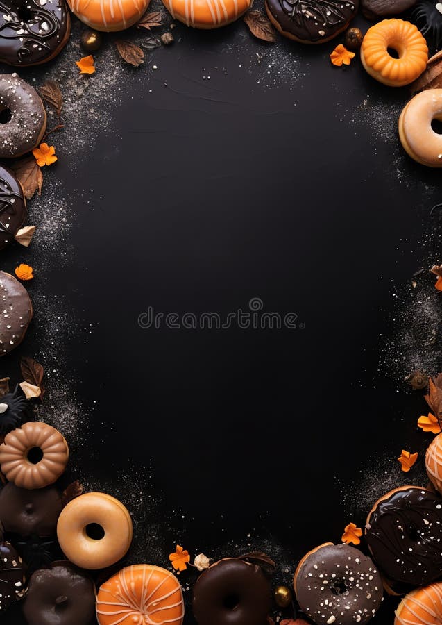 Black Donut Halloween Frame Border Stock Illustration - Illustration of ...