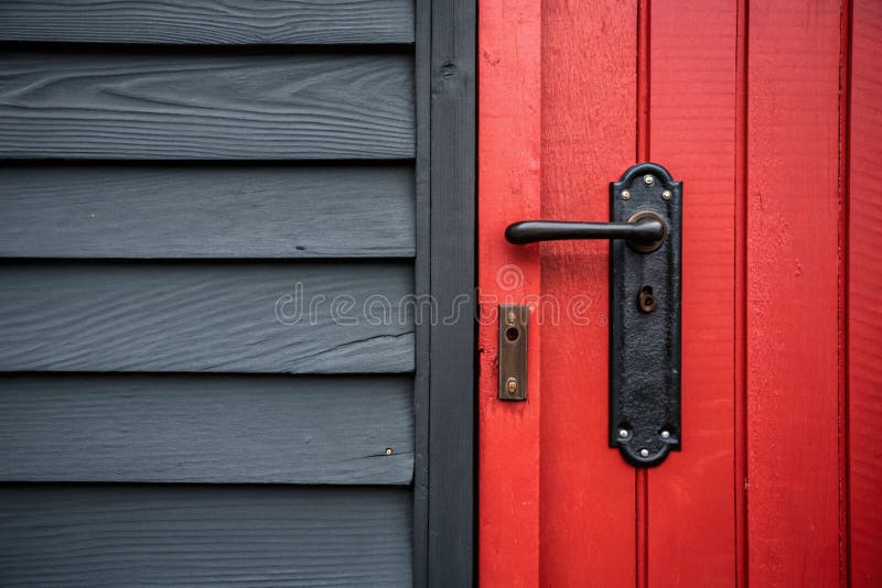 Black Door Handle and Red Door on Dark Grey Siding - Generated by Ai ...