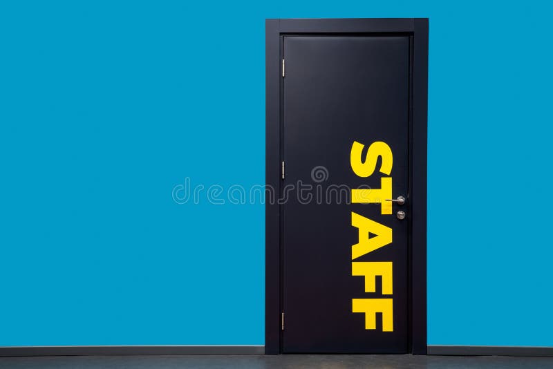 A STAFF only Sign on a Aqua Metallic Background Stock Image - Image of ...