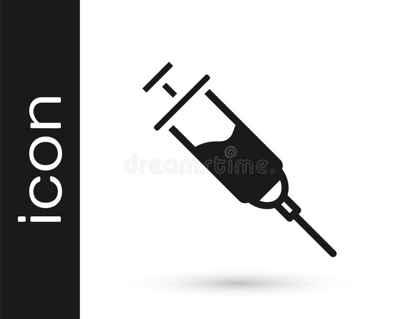 Black Doping Syringe Icon Isolated on White Background. Vector Stock ...