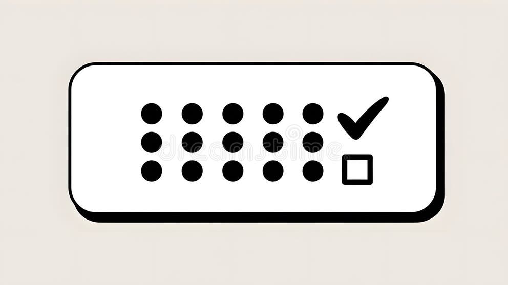 Black Dots and Checkmark on White Rectangular Input Selection Square ...