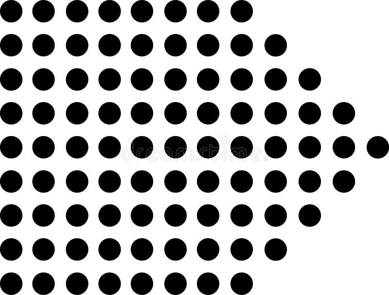 Black Dots of Decreasing Size are Forming an Arrow Shape Pointing To ...