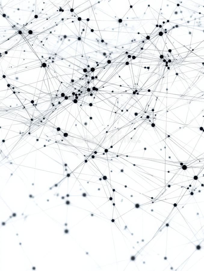 Complex Network Structure Showcasing Interconnected Nodes on a White ...