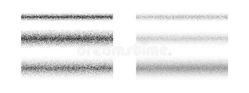Black Dotted Gradient Texture Set. Stippled Grain Brush Element ...