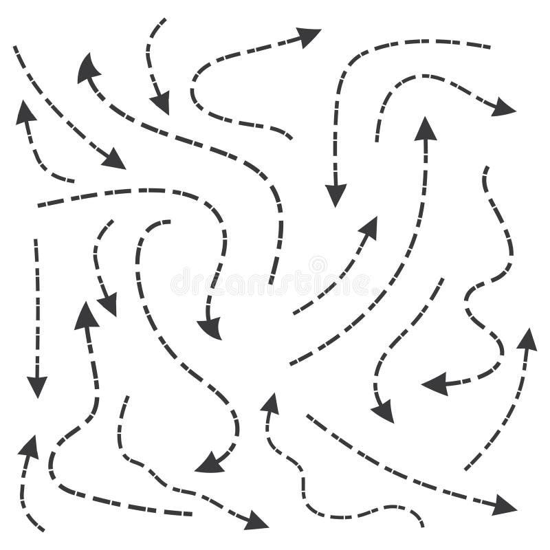 Black Dotted Hand Drawn Arrows Set on White Background. Arrow, Cursor ...