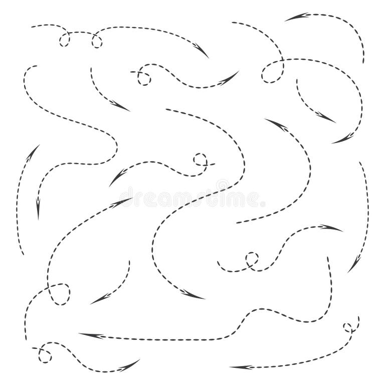 Black Dotted Hand Drawn Arrows Set on White Background. Arrow, Cursor ...