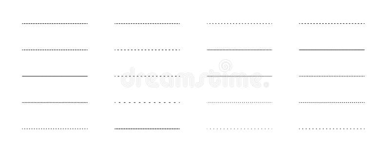 Black Dotted Lines in Various Patterns on White Background. Vector ...