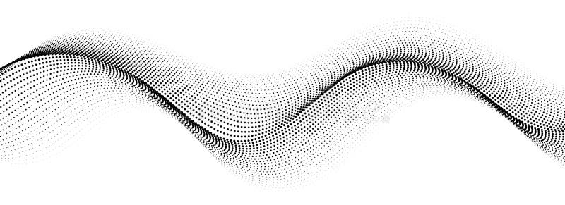 Black Dotted Wave Line Pattern. Halftone Undulate Net Background ...