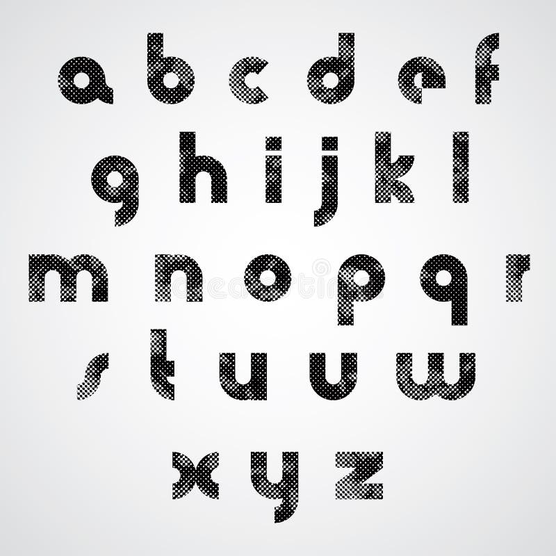 Black Dotty Textured Graphic Lower Case Letters, Round Industrial Font ...