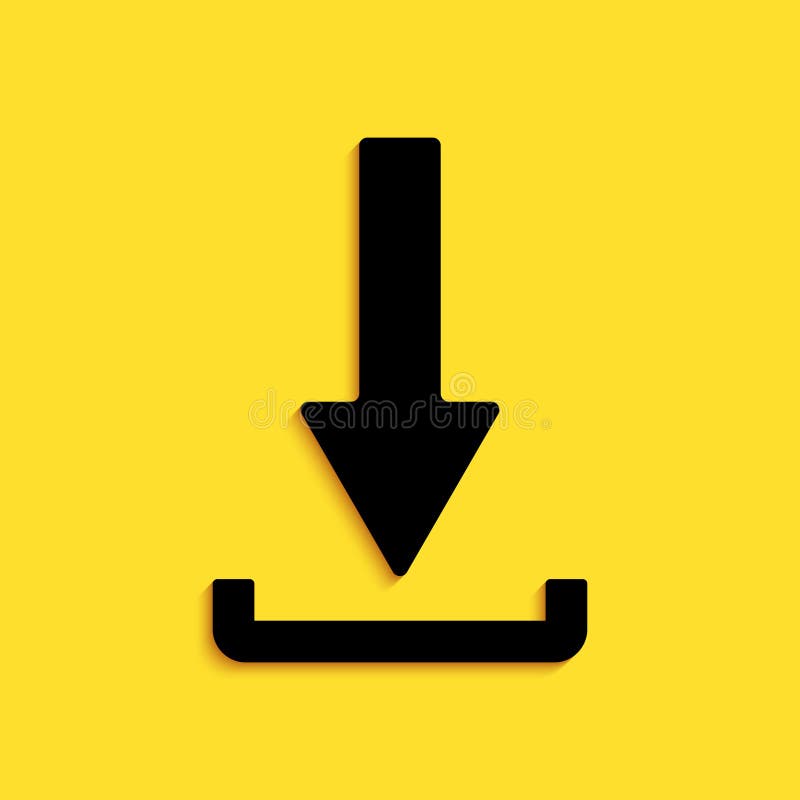 Black Download Icon Isolated on Yellow Background. Upload Button. Load ...