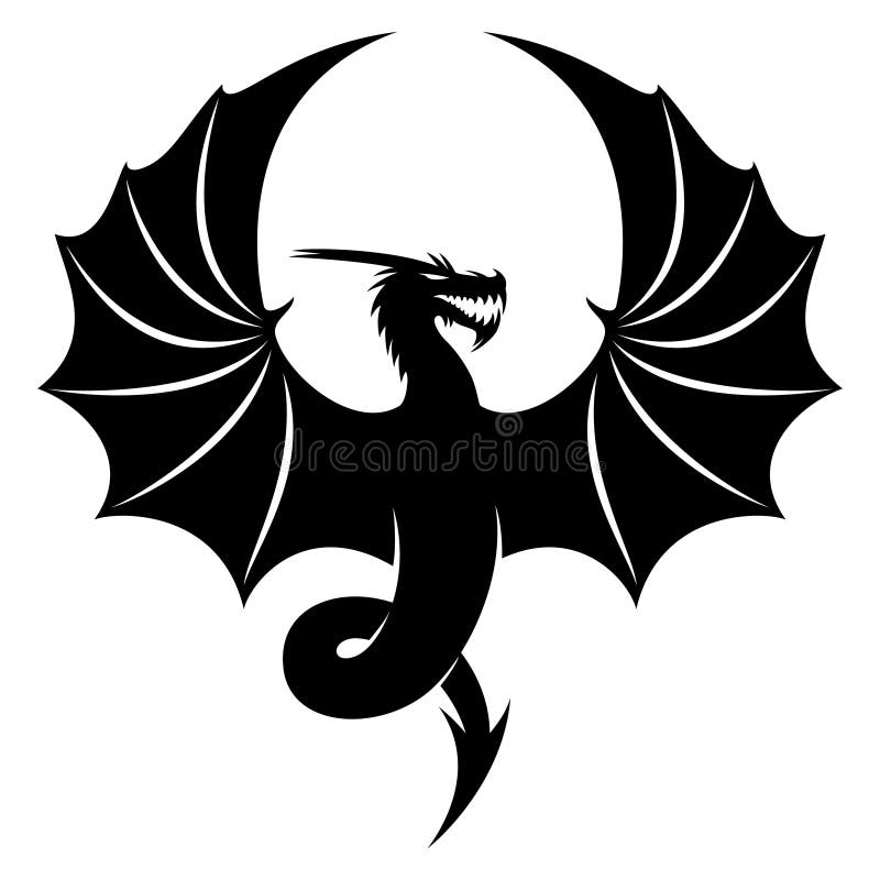 Black dragon sign. stock vector. Illustration of monster - 104741246