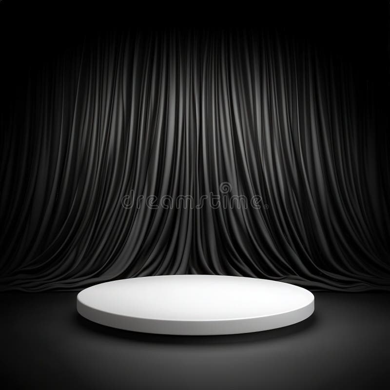 Black Drape Stage with Circular Platform. Stock Illustration ...