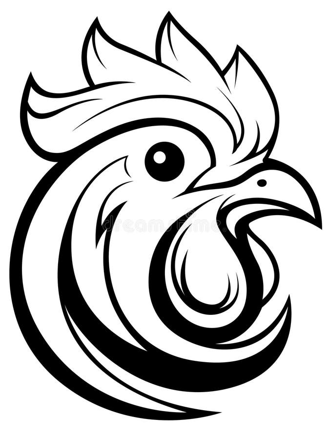 Black Drawing of Hen Head from Side View Stock Vector - Illustration of ...