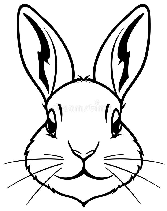 Black Drawing of Rabbit Head Stock Vector - Illustration of white ...