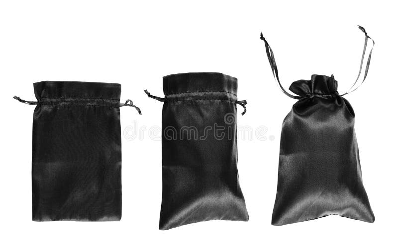 Black Drawstring Bag Packaging Isolated Stock Photo - Image of carry ...