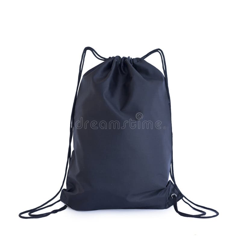 Black Drawstring Pack Template, Bag for Sport Shoes Isolated on White ...