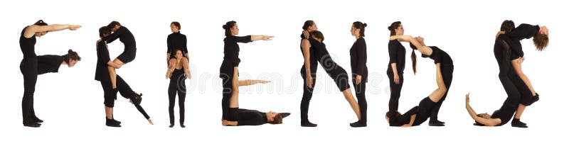 Group of Black Dressed People Forming the Letters Stock Photo - Image ...