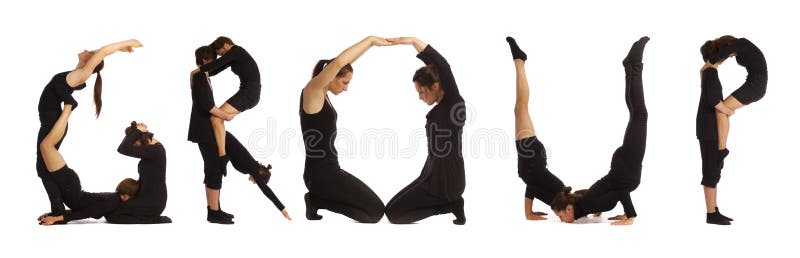 Group of Black Dressed People Forming the Letters Stock Photo - Image ...
